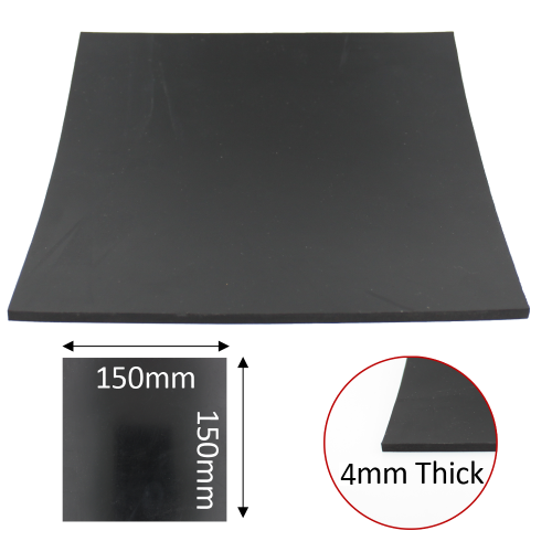 150mm x 150mm Cut To Size Solid Rubber Sheet | 5mm Thick
